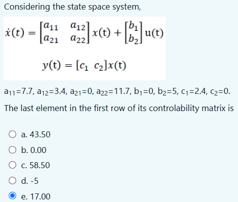 Solved Considering the state space | Chegg.com