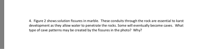 Solved 4. Figure 2 shows solution fissures in marble. These | Chegg.com