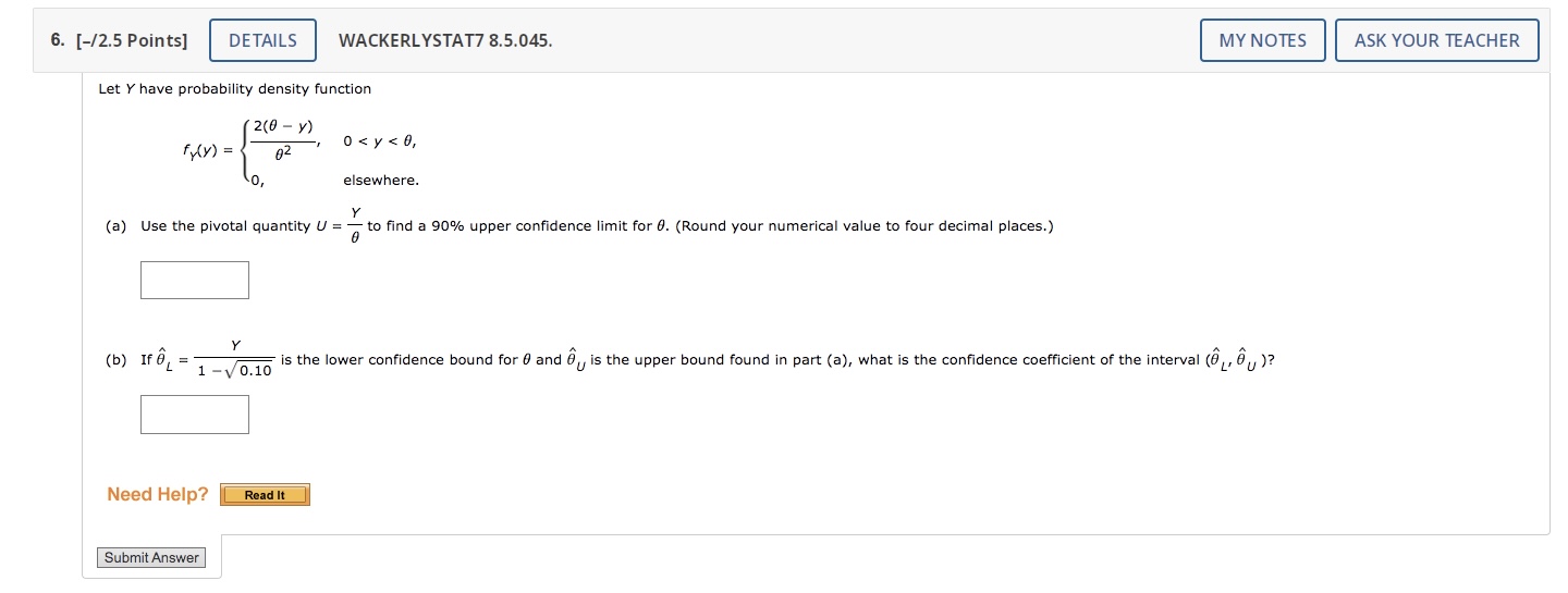 Solved Points]Let Y ﻿have probability density | Chegg.com