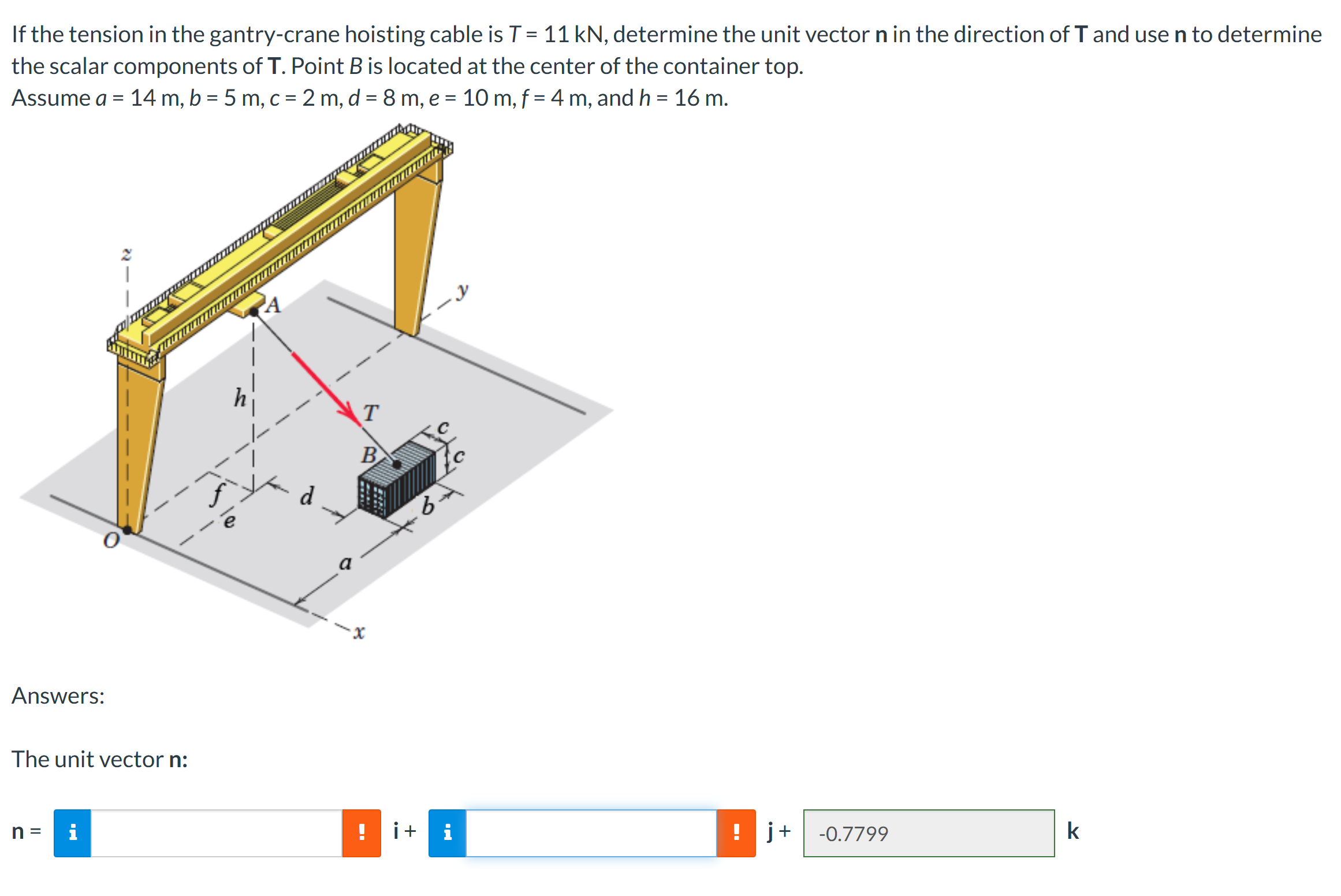 Solved If the tension in the gantry-crane hoisting cable is | Chegg.com