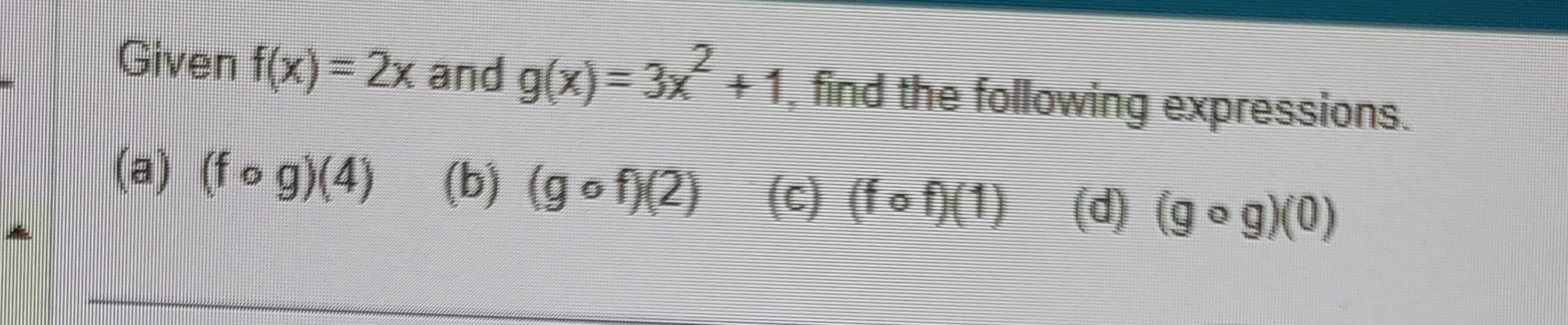 Solved Given f(x)=∣x∣ and g(x)=x2+927, find the following | Chegg.com