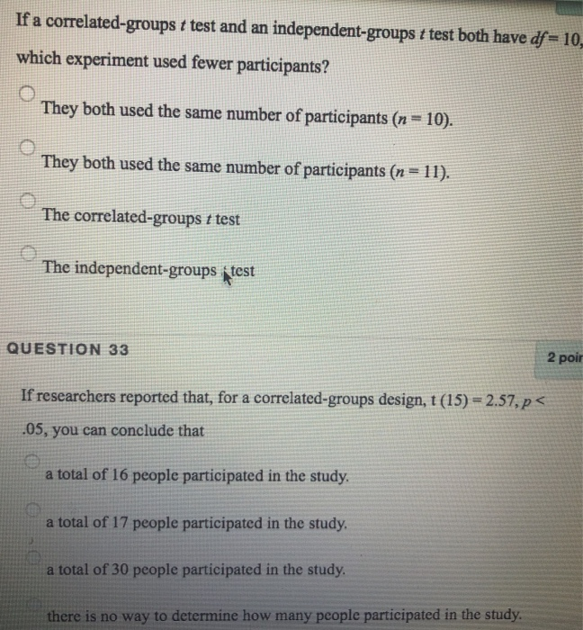 Solved If a correlated-groups t test and an | Chegg.com