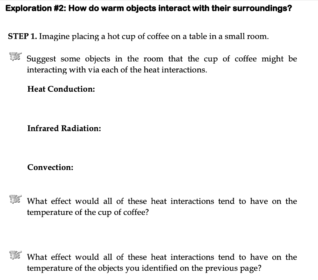 Solved Exploration #2: How do warm objects interact with | Chegg.com