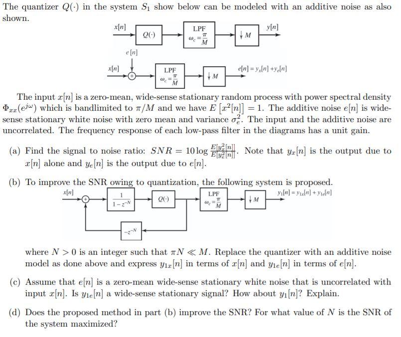 Solved The quantizer Q() in the system Si show below can be | Chegg.com