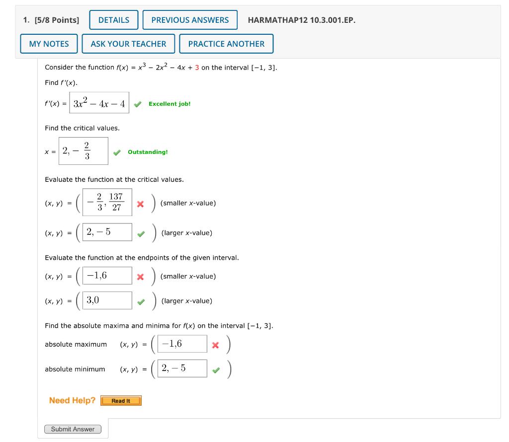 Solved Consider the function f(x)=x3−2x2−4x+3 on the | Chegg.com