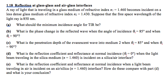 Solved 118 Reflection at glass-glass and air-glass | Chegg.com