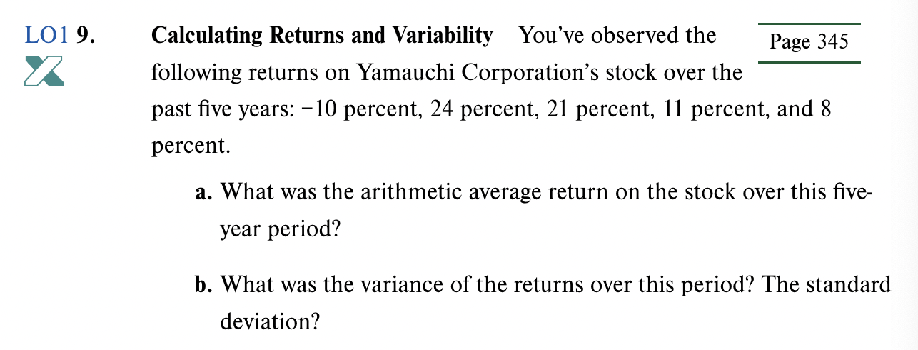 Solved 9. Calculating Returns and Variability You've | Chegg.com