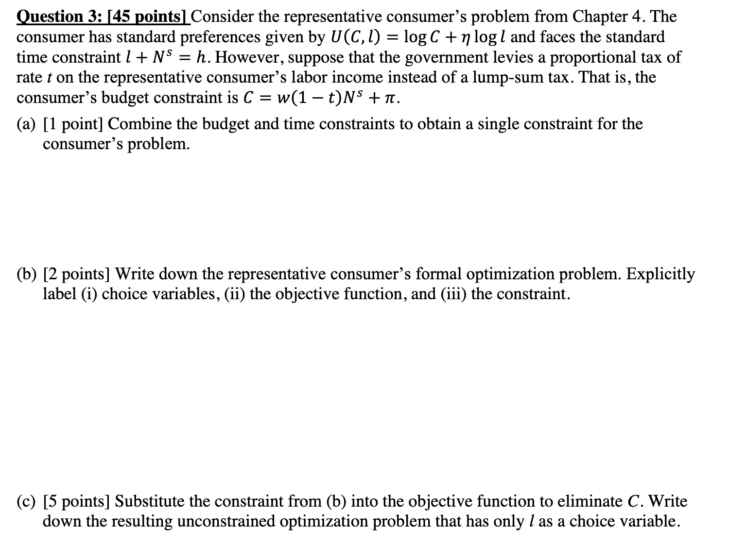 Solved Question 3: [45 points] Consider the representative | Chegg.com