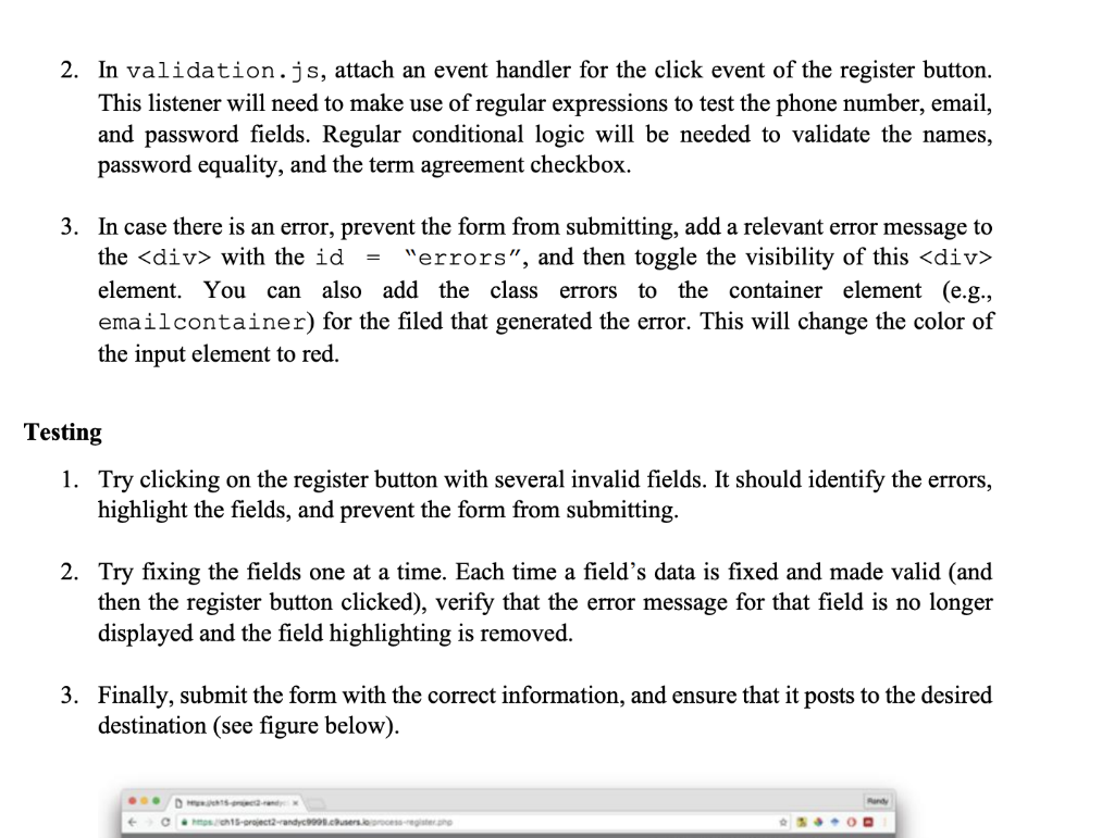 Solved 1. Examine and test register.php in the browser. You | Chegg.com