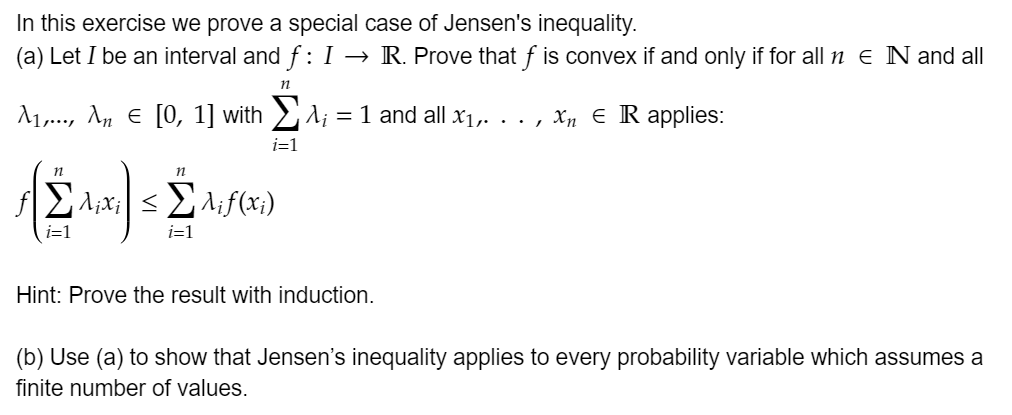 Solved In this exercise we prove a special case of Jensen's | Chegg.com