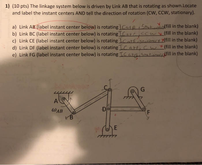 Solved 1) (10 pts) The linkage system below is driven by | Chegg.com