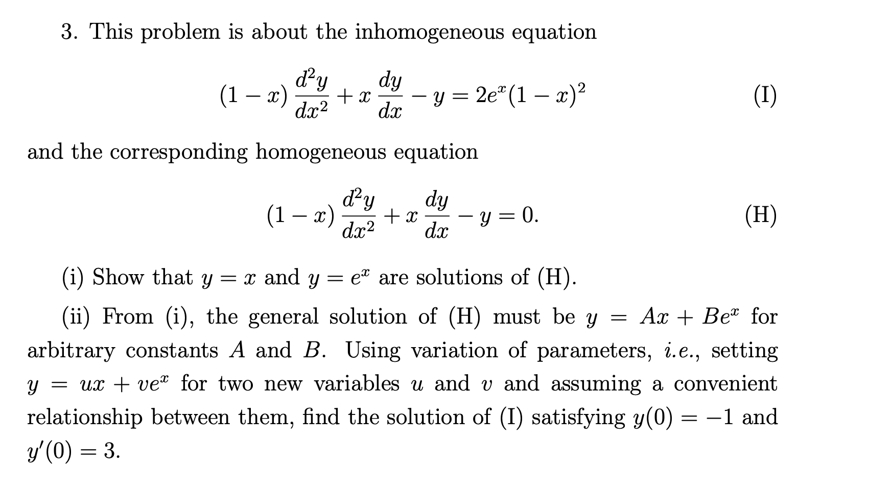Solved 3. This problem is about the inhomogeneous equation | Chegg.com