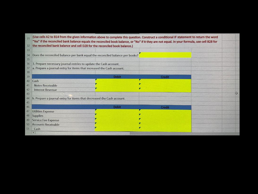 Solved Please show how to format the Cells (Formula for each | Chegg.com