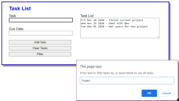 Solved It starts with a function named displayTaskList() | Chegg.com