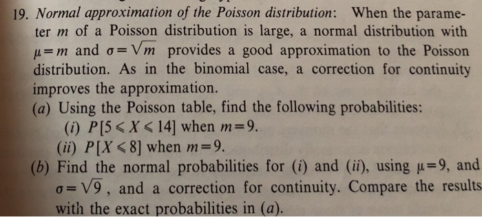 Solved 19. Normal approximation of the Poisson distribution: | Chegg.com