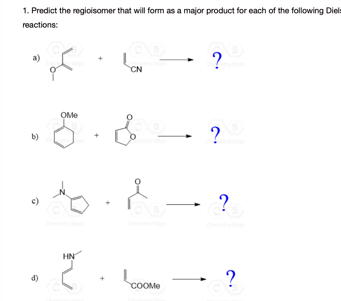Solved 1. ﻿Predict the regioisomer that will form as a major | Chegg.com