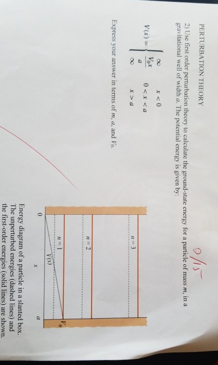 Solved Use First Order Perturbation Theory To Calculate The