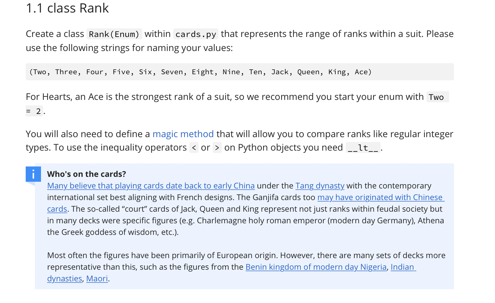 Solved Task 1: Cards The first task is to create your own | Chegg.com
