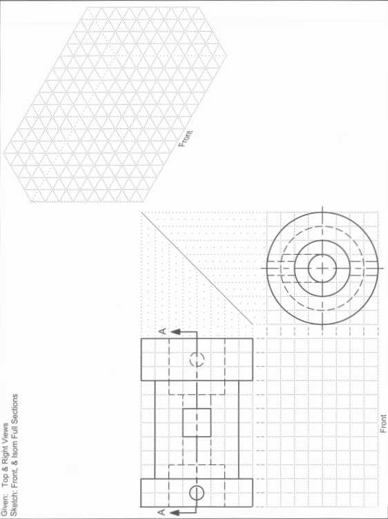 Solved sketch the front and isometric full sections | Chegg.com