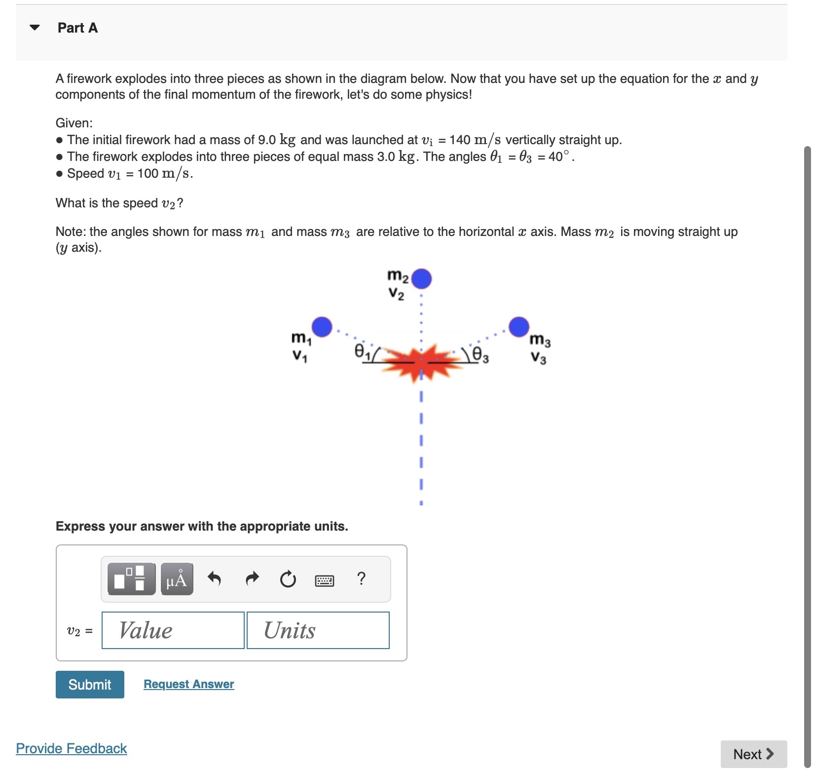 Solved components of ﻿the final momentum of ﻿the firework, | Chegg.com