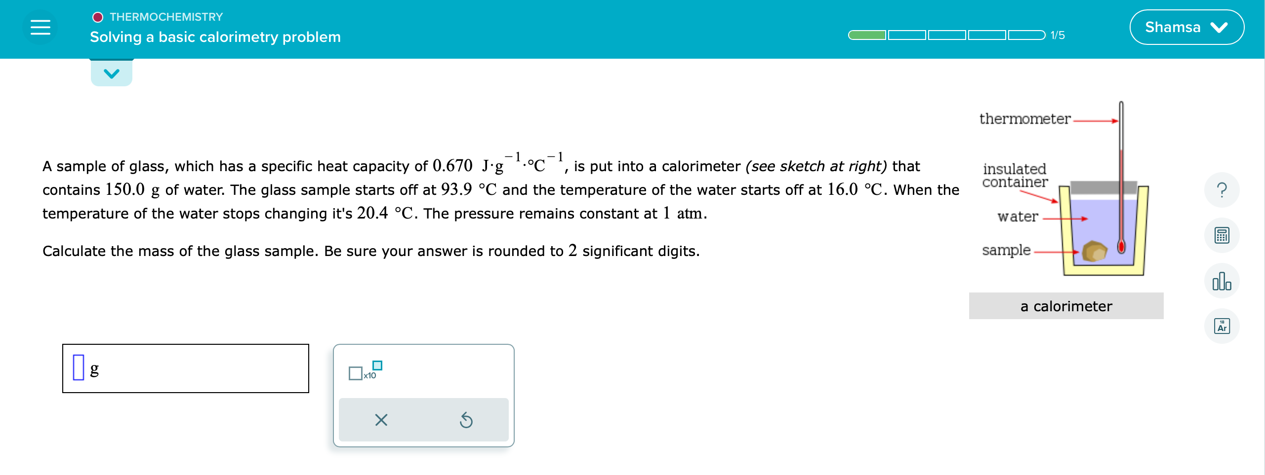 Solved A sample of glass, which has a specific heat capacity | Chegg.com
