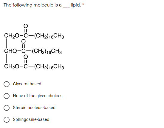 Solved The following molecule is a ___lipid. * CHO-BLCH-CH, | Chegg.com