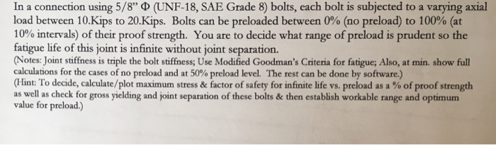 In a connection using 5/8" Φ (UNF-18, SAE Grade 8) | Chegg.com