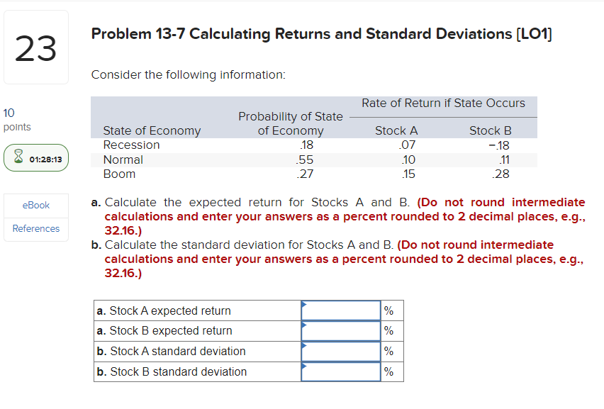 Solved Problem 13-7 ﻿Calculating Returns and Standard | Chegg.com