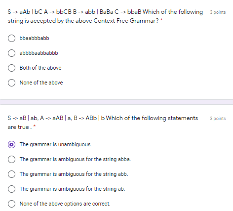 Solved S-> Ab BCA-> bbCB B->abb | BaBa C-> bbaB Which of the | Chegg.com