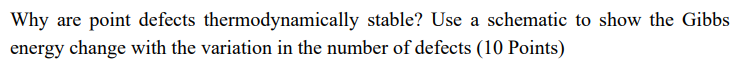 Solved Why are point defects thermodynamically stable? Use a | Chegg.com