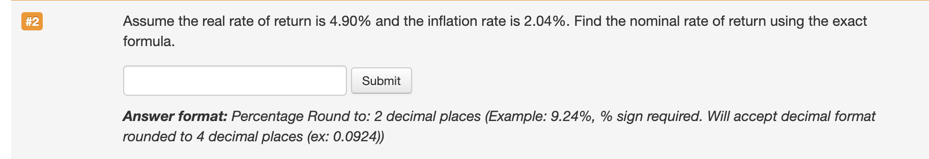 Solved Assume the real rate of return is 4.90% and the | Chegg.com