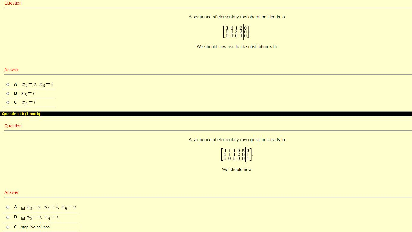 Solved Question A sequence of elementary row operations | Chegg.com