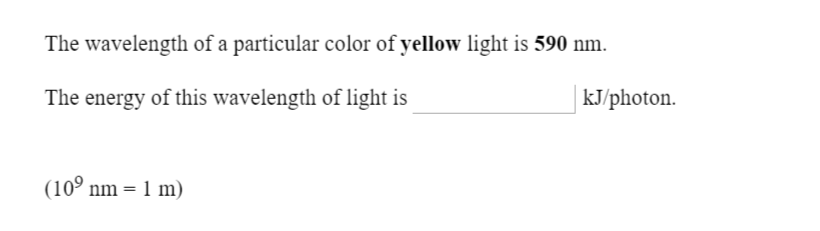 Solved The wavelength of a particular color of yellow light | Chegg.com