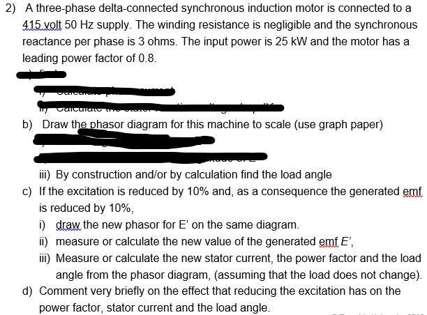 Solved 2) A three-phase delta-connected synchronous | Chegg.com