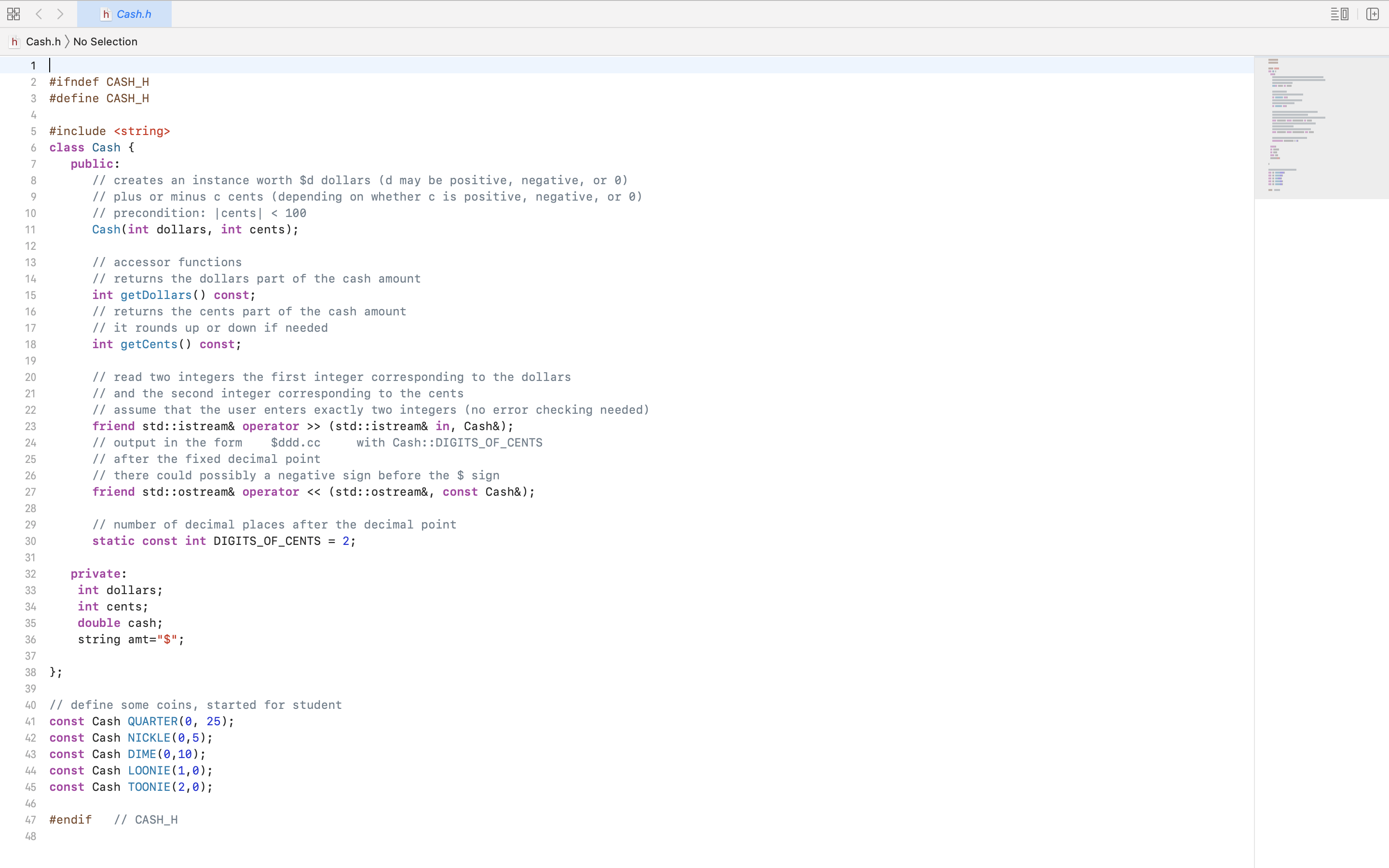 Solved Define a class named Cash to store a cash amount. | Chegg.com