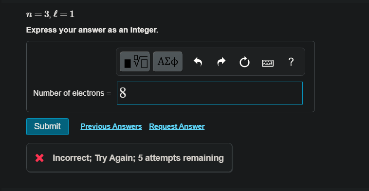 Solved n=3,ℓ=1 Express your answer as an integer. | Chegg.com