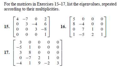Solved For the matrices in Exercises 15-17, ﻿list the | Chegg.com