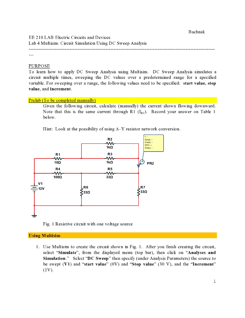 To learn how to apply DC Sweep Analysis using | Chegg.com