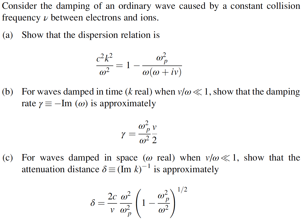 Solved Solve the following plasma physics problem (From | Chegg.com