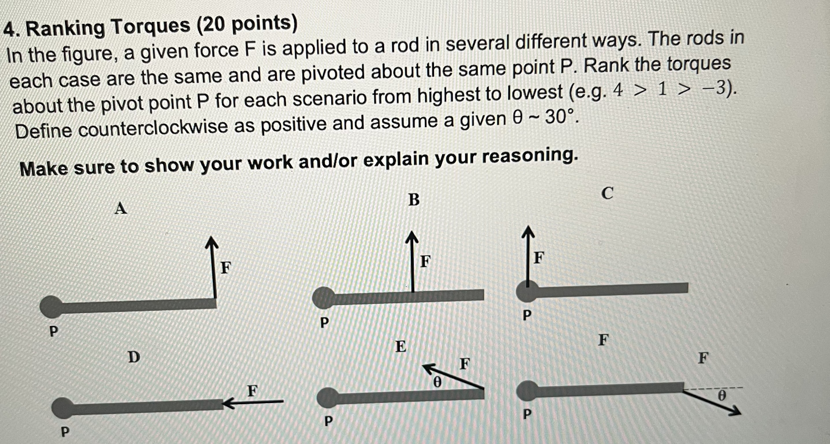 Solved 4. Ranking Torques ( 20 points) In the figure, a | Chegg.com