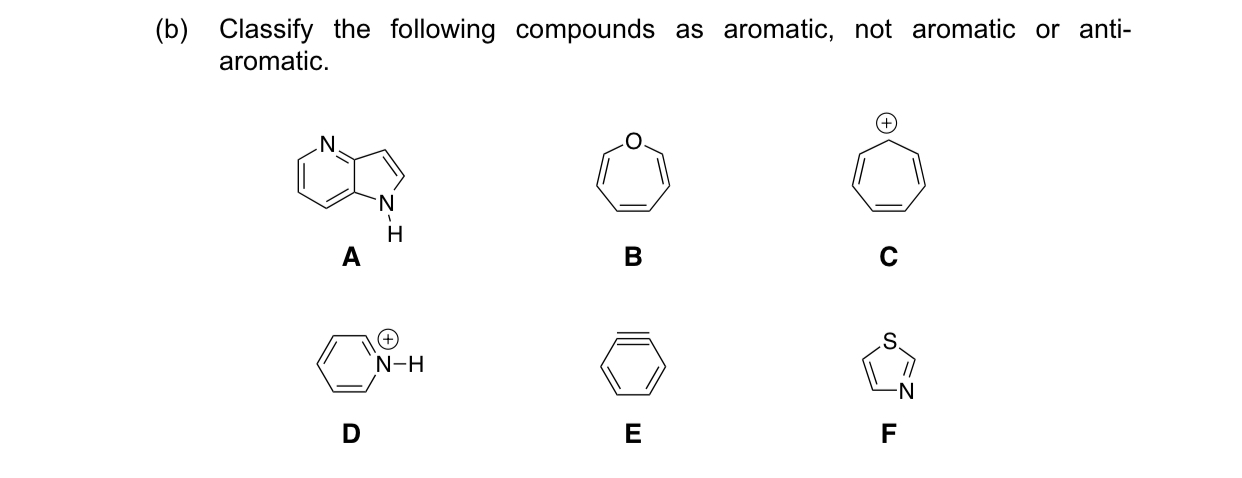 Solved classify the following compounds as aromatic, not | Chegg.com
