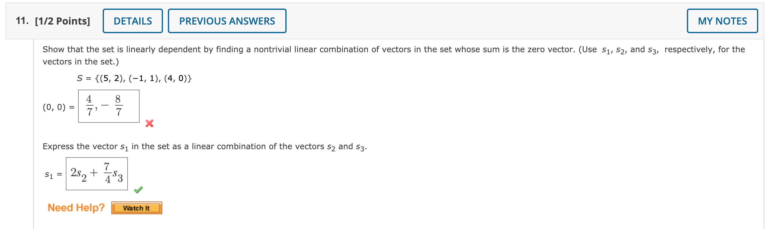Solved 11. [1/2 Points] DETAILS PREVIOUS ANSWERS MY NOTES | Chegg.com