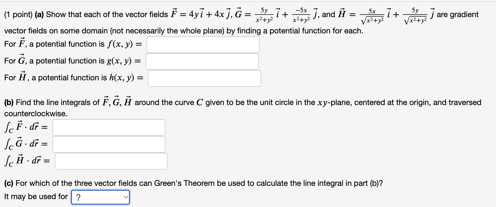 Solved (1 point) (a) Show that each of the vector fields | Chegg.com