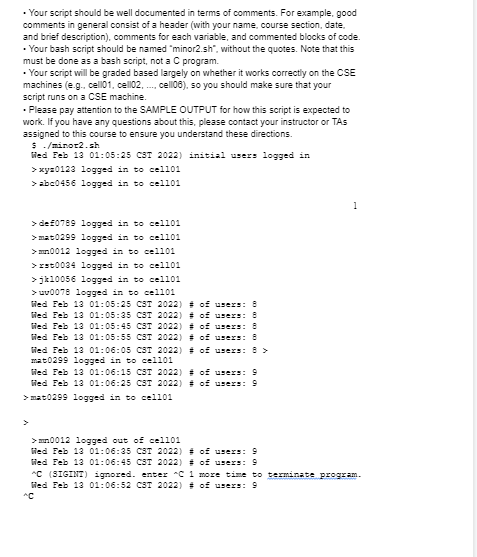 Solved - Your script should be well documented in terms of | Chegg.com