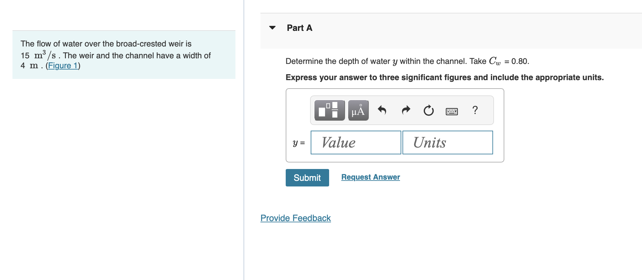 Solved The flow of water over the broad-crested weir is 15 | Chegg.com