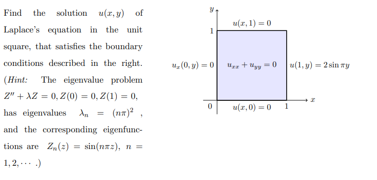 Solved u(1,1)= 0 1 tu,(0, 3) = 0 U21 + Uyy = 0 u(1, y) = 2 | Chegg.com