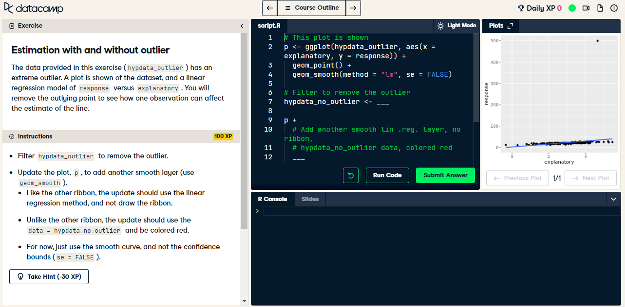 datacamp + = Course Outline 9 Daily XPO Exercise | Chegg.com