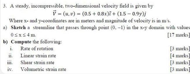 Solved V=(u,v)=(0.5+0.8x) +(1.5−0.9y)j Where x - and | Chegg.com