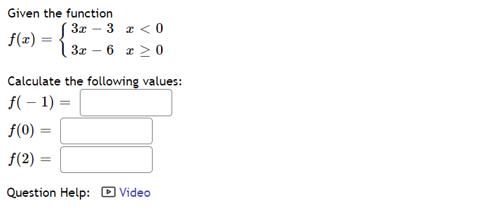 Solved Given the function f(x)={3x−33x−6x
