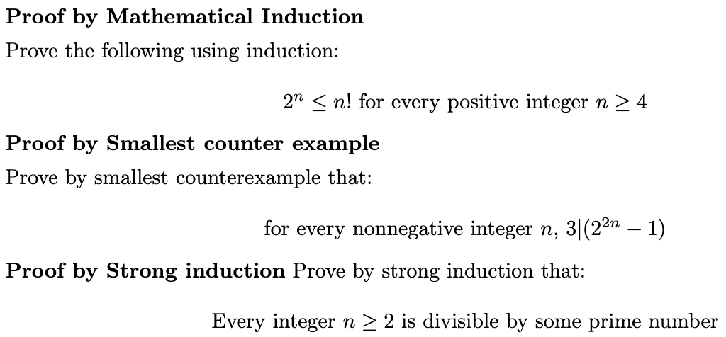 Solved Proof by Mathematical Induction Prove the following | Chegg.com